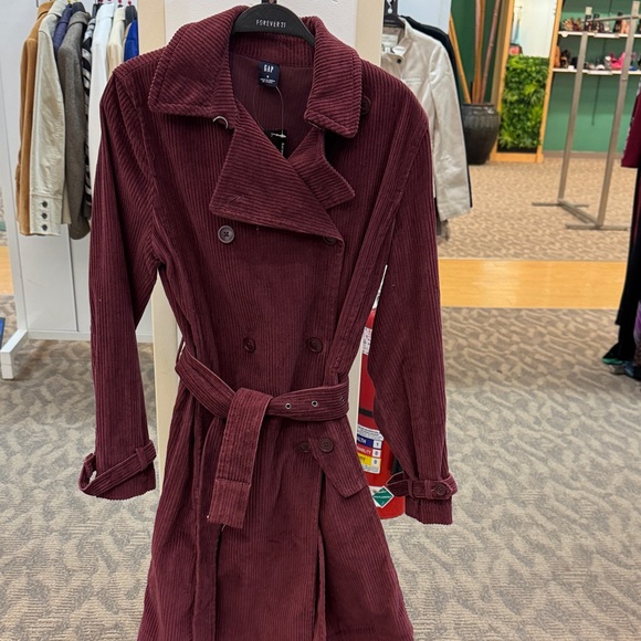 GAP | Jackets & Coats | Gap Womens Deep Red Corduroy Trench Coat | Poshmark